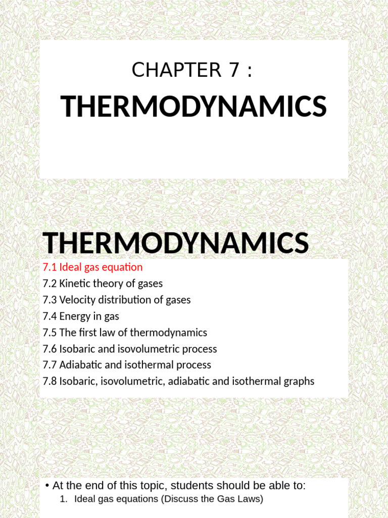 Chapter 7 Thermodynamics | PDF | Gases | Temperature