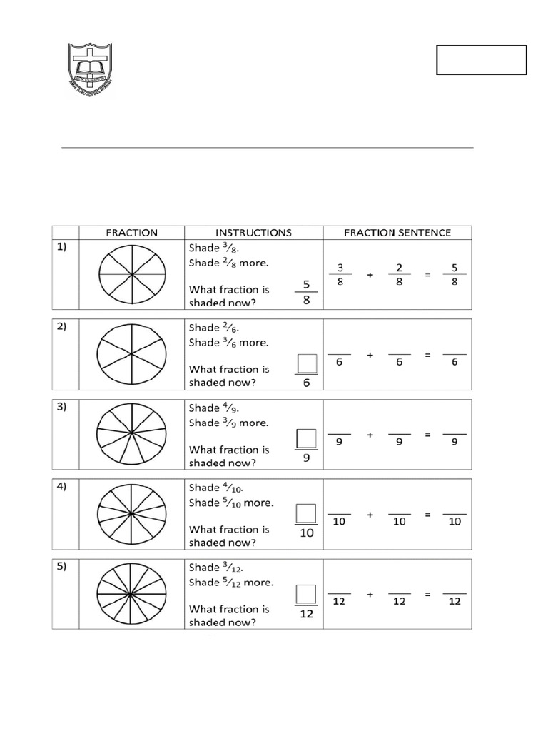 WS 29 Addition in Fraction | PDF