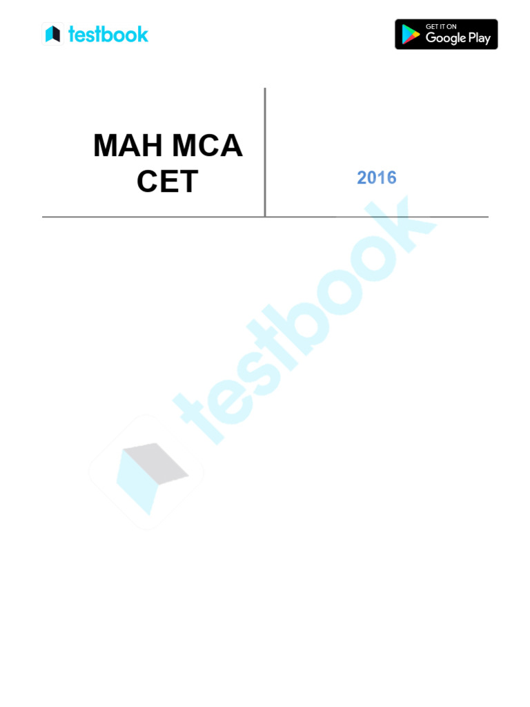 MAH MCA CET 2016 Exam Paper | PDF