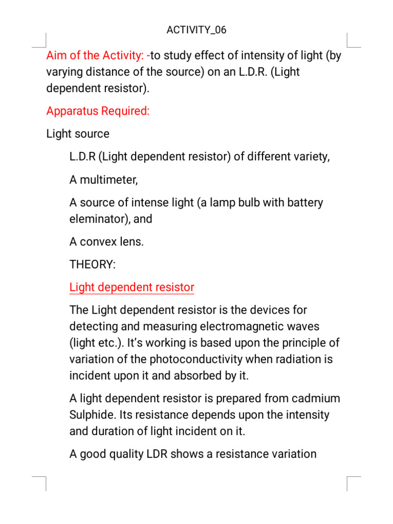 Activity 06 | PDF | Electrical Resistance And Conductance | Resistor