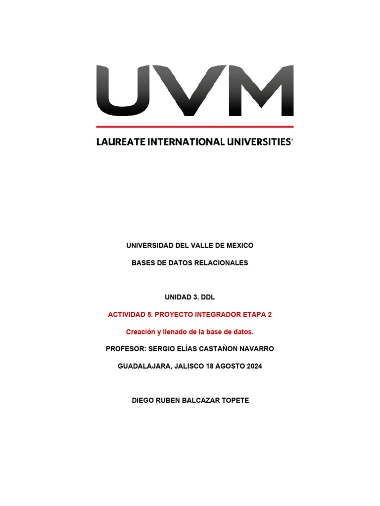 Actividad 5 Proyecto Integrador Etapa 2 | PDF | Bases de datos | Mi sql