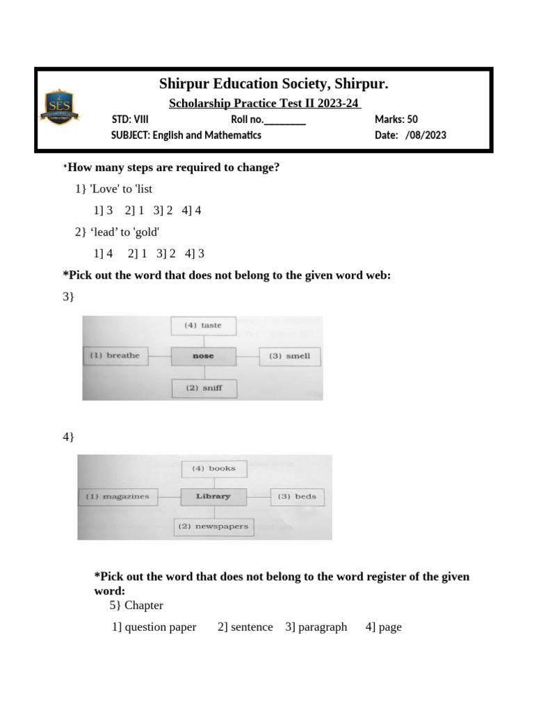 Scholership Class 8 2 | PDF