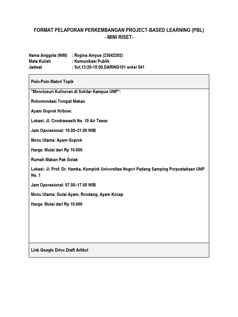 Format Pelaporan 4 | PDF