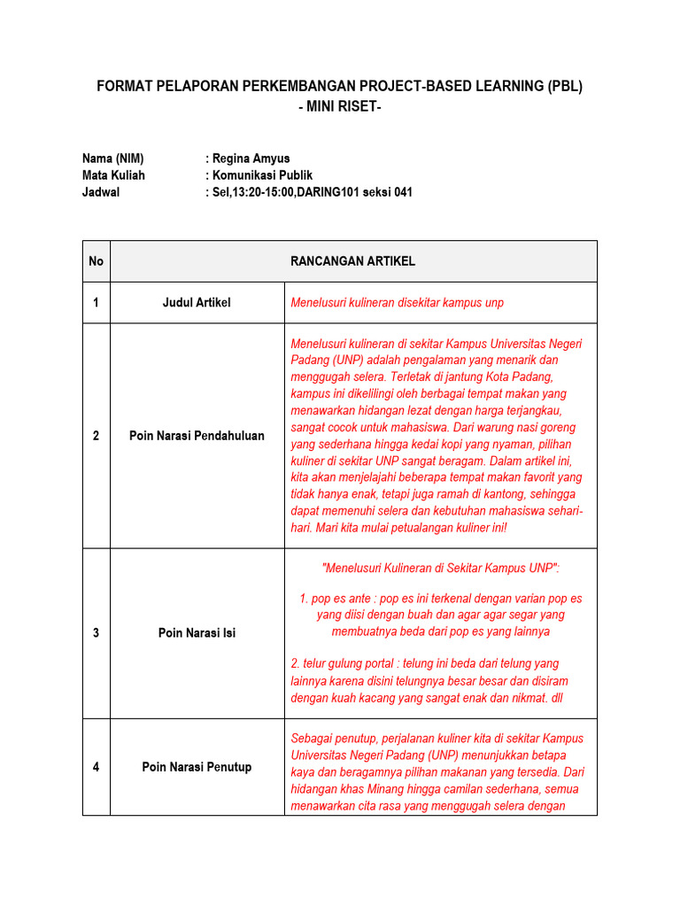 Format Pelaporan 3 | PDF
