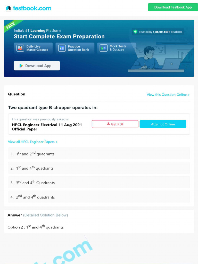 Two Quadrant Type B Chopper Operates in 611f70019851e91184141f72 | PDF
