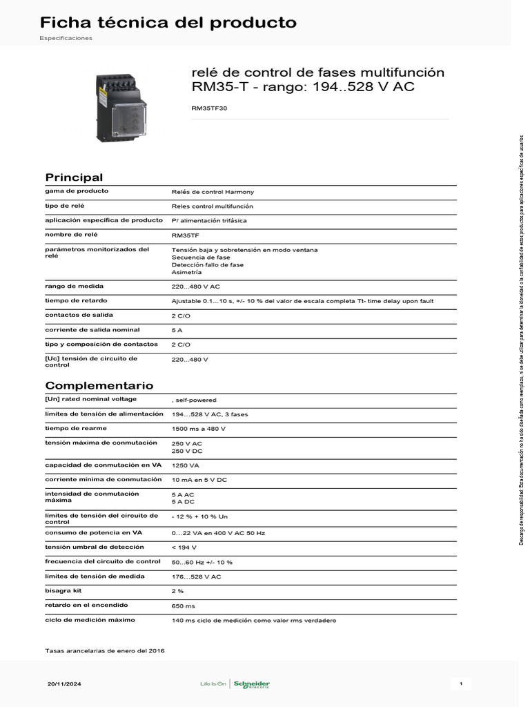 Schneider Electric - Harmony-Relés-de-Control - RM35TF30 | PDF | Relé ...