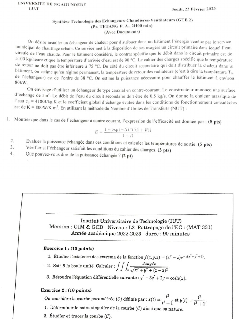 Anciennes Épreuves GTE 2 | PDF