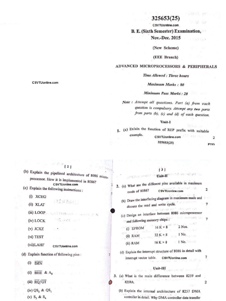 Ee 325653 Advanced Microprocessors and Peripherals Dec 2015 | PDF
