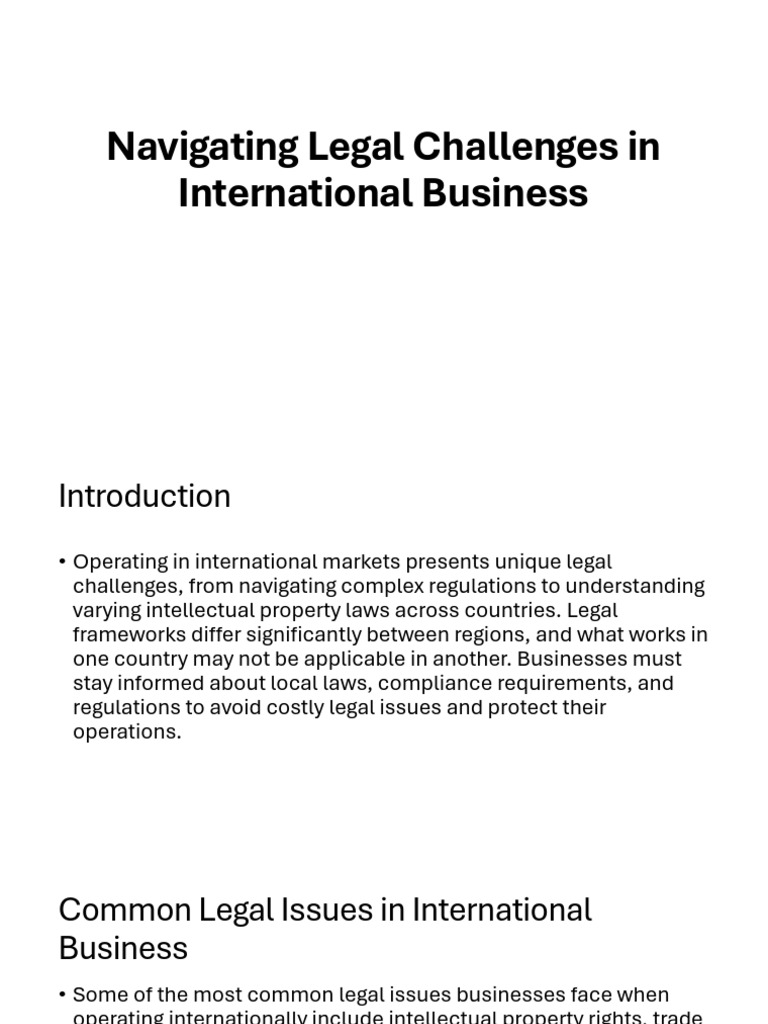 Navigating Legal Challenges in International Business (Publish) | PDF