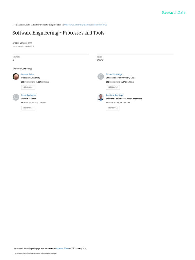 Software Engineering - Processes and Tools | PDF | Software Development ...