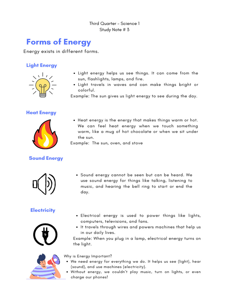 Study Note #3 - Forms of Energy | PDF