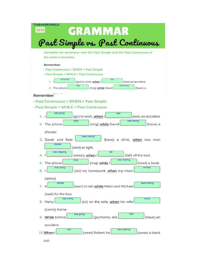 PAST SIMPLE AND CONTINUOUS ACTIVITIES | PDF