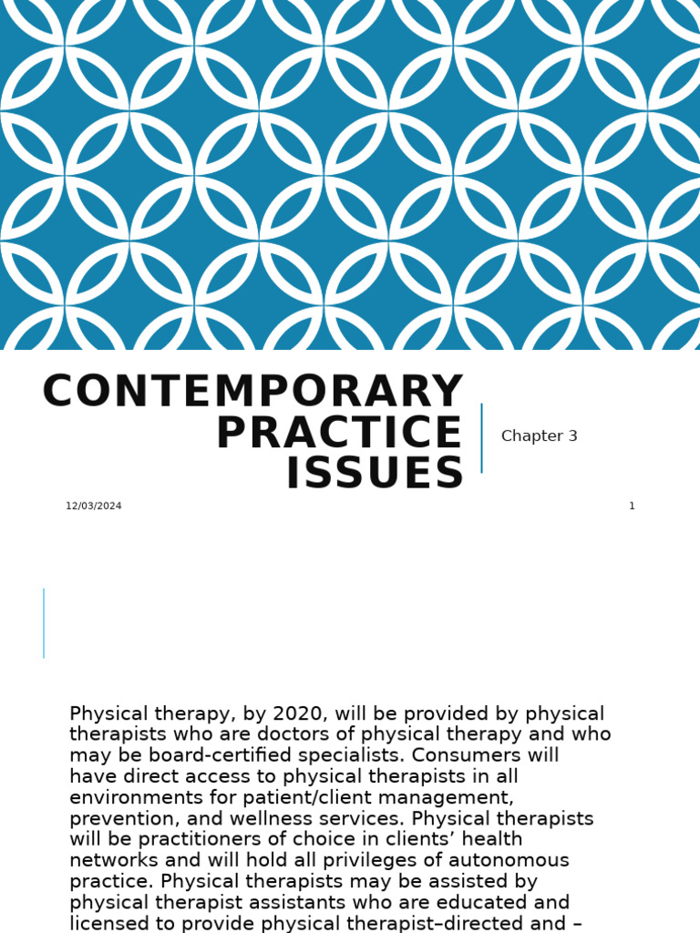 Chapter3 Contemporary Issues | PDF | Physical Therapy | Health Care