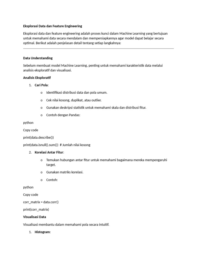 Eksplorasi Data dan Feature Engineering | PDF