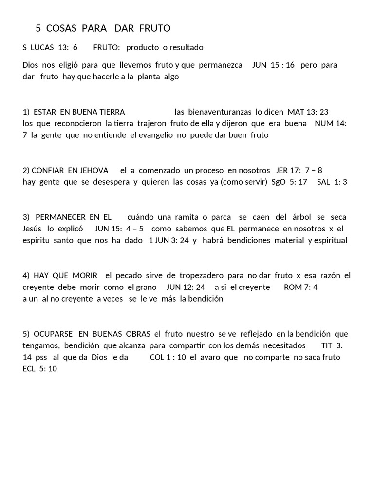5 COSAS QUE DEBO HACER PARA DAR FRUTO | PDF 5 COSAS QUE DEBO HACER PARA DAR FRUTO | PDF