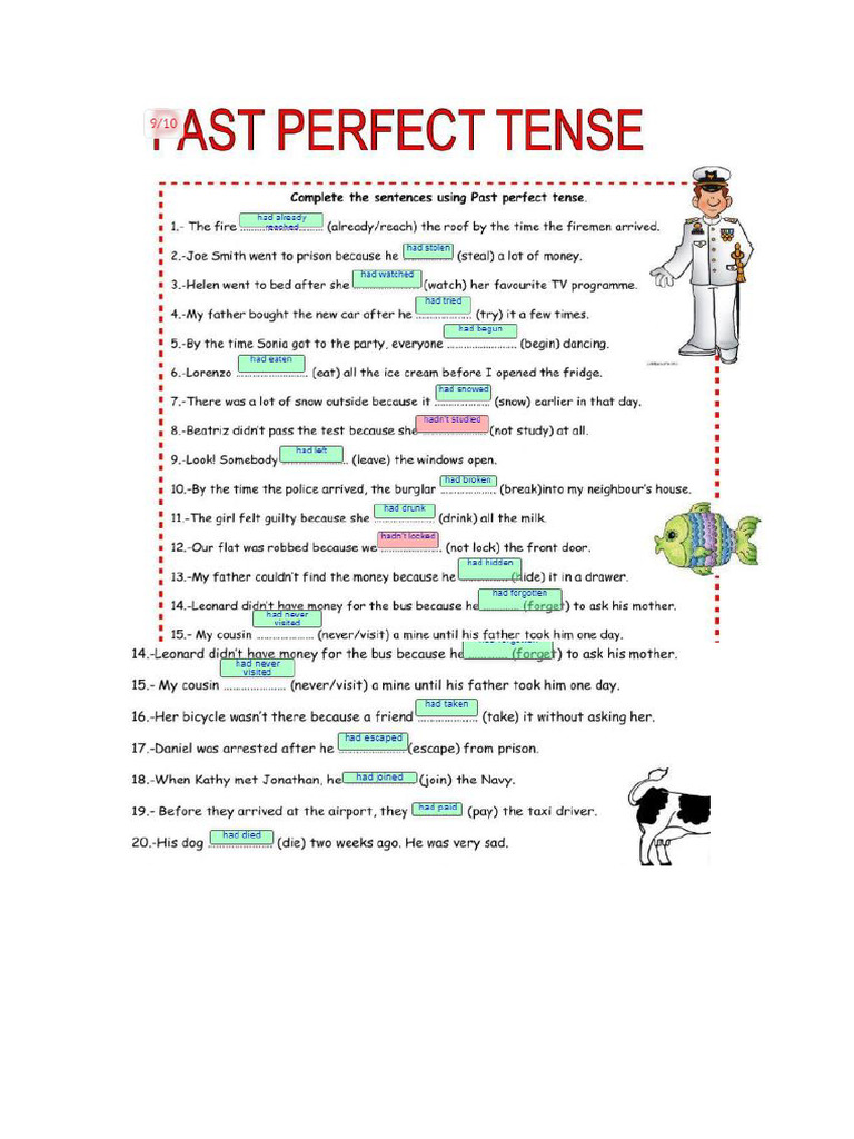 Past Perfect Online Activities | PDF