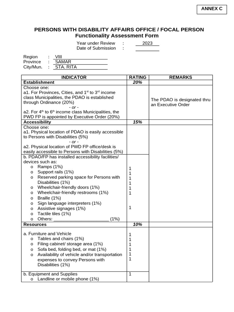 Form Annex C PDAO Functionality Monitoring Form | PDF | Accessibility