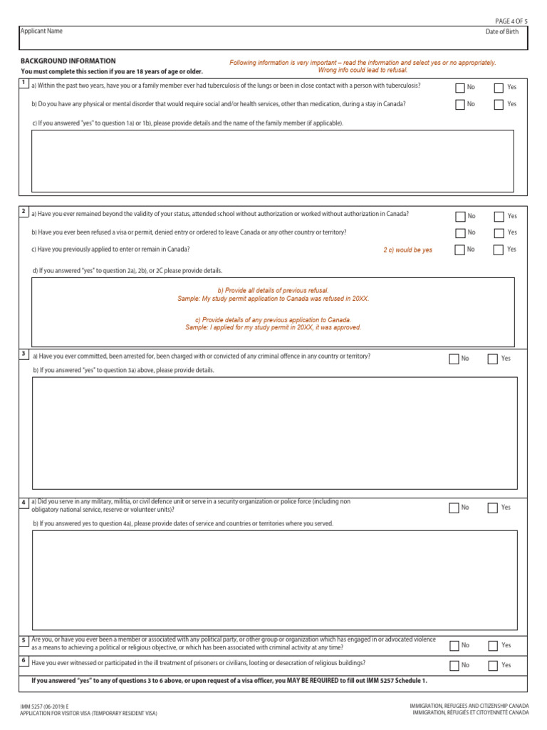 imm5257e-Sample-4 | PDF | Travel Visa | Immigration