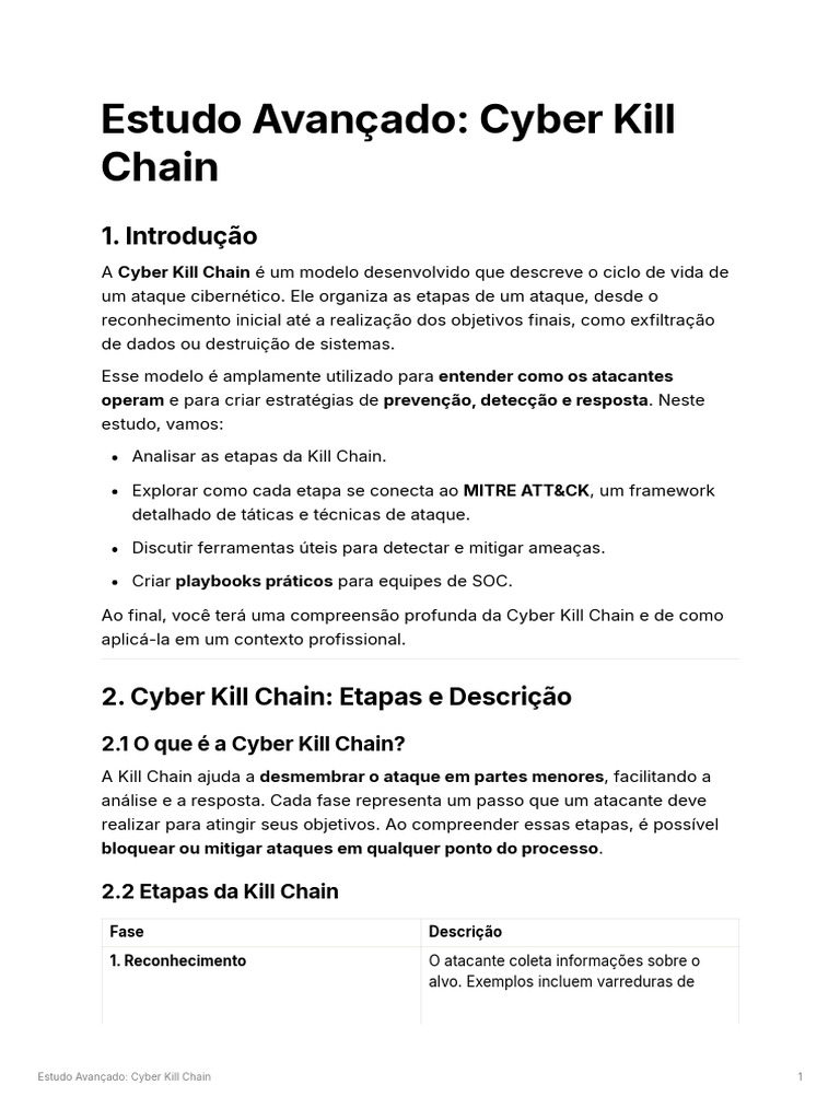 Estudo Avanado Cyber Kill Chain | PDF | Vulnerabilidade (informática ...
