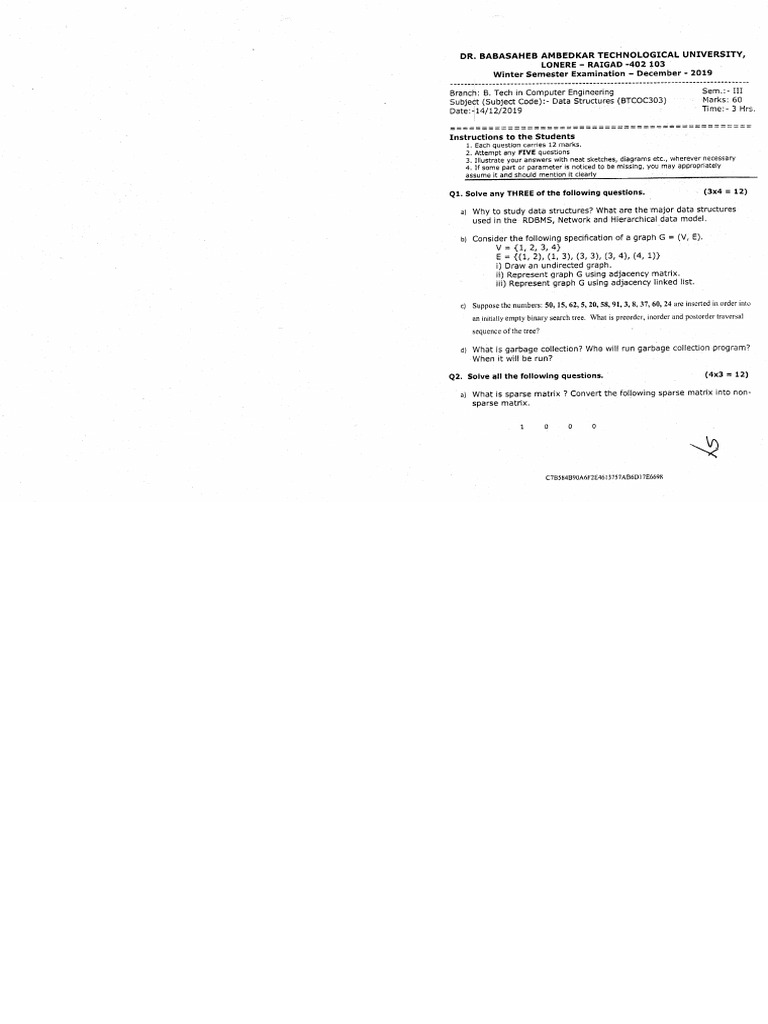 1.ds Question Paper | PDF