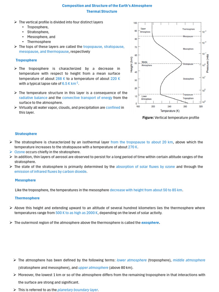 Composition and Structure of Earth's Atmosphere | PDF | Atmosphere Of ...