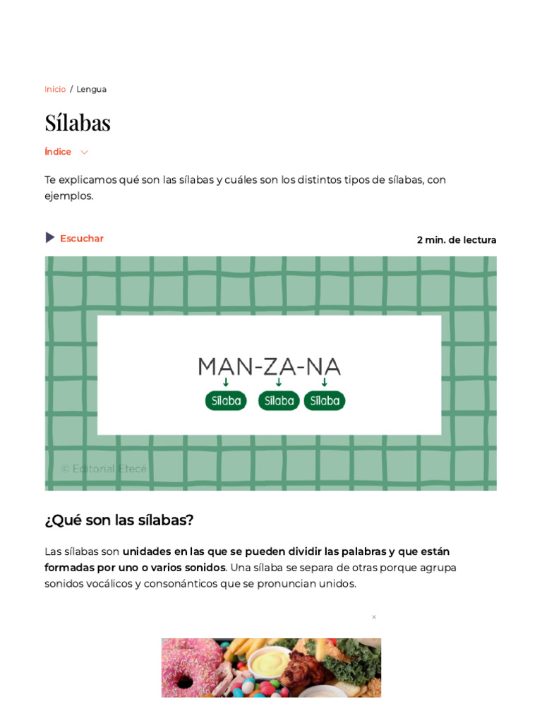 Sílabas - Concepto, Clasificación y Ejemplos | PDF | Sílaba | Vocal