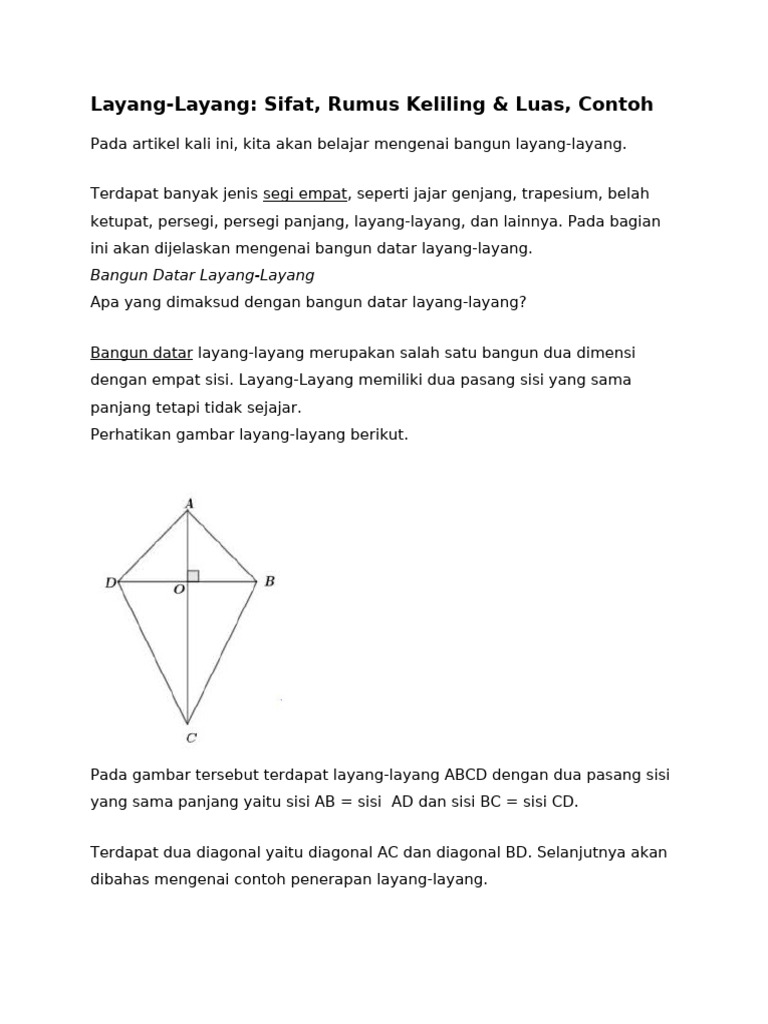 Rumus dan Sifat Bangun Layang-Layang | PDF