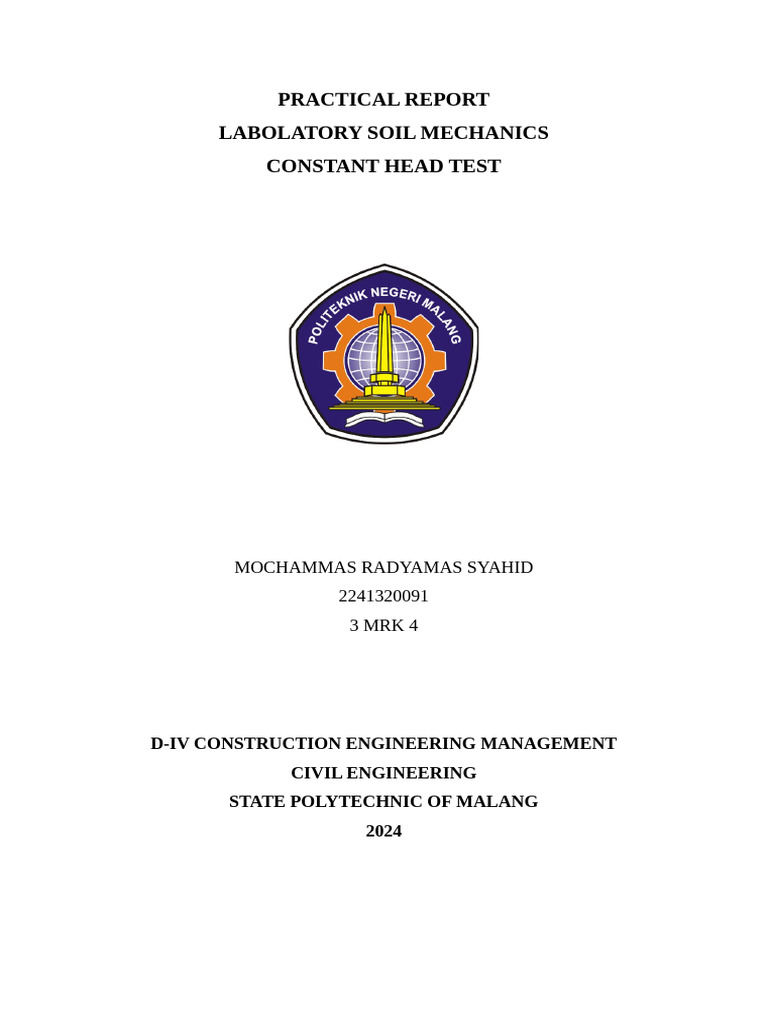 Practical Report Constant Head | PDF | Permeability (Earth Sciences ...