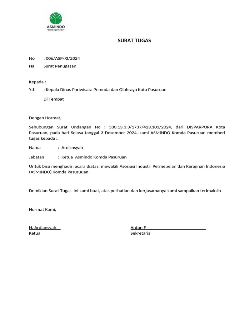 SURAT TUGAS terbaru 20 | PDF