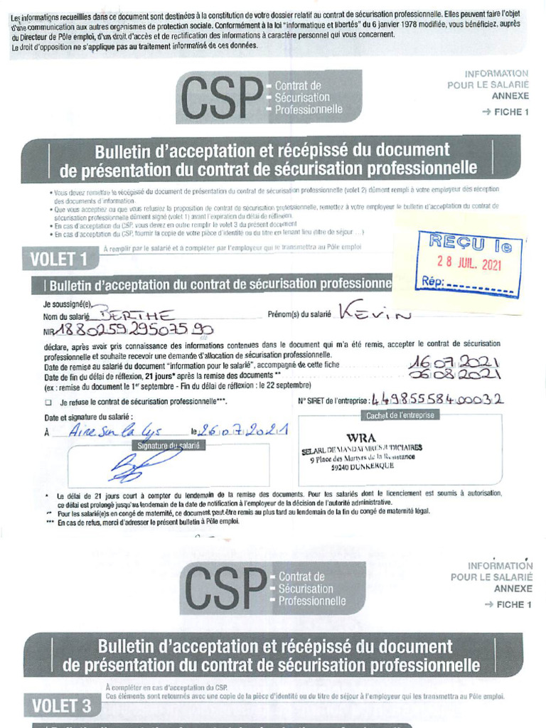 Contrat Csp Rempli | PDF