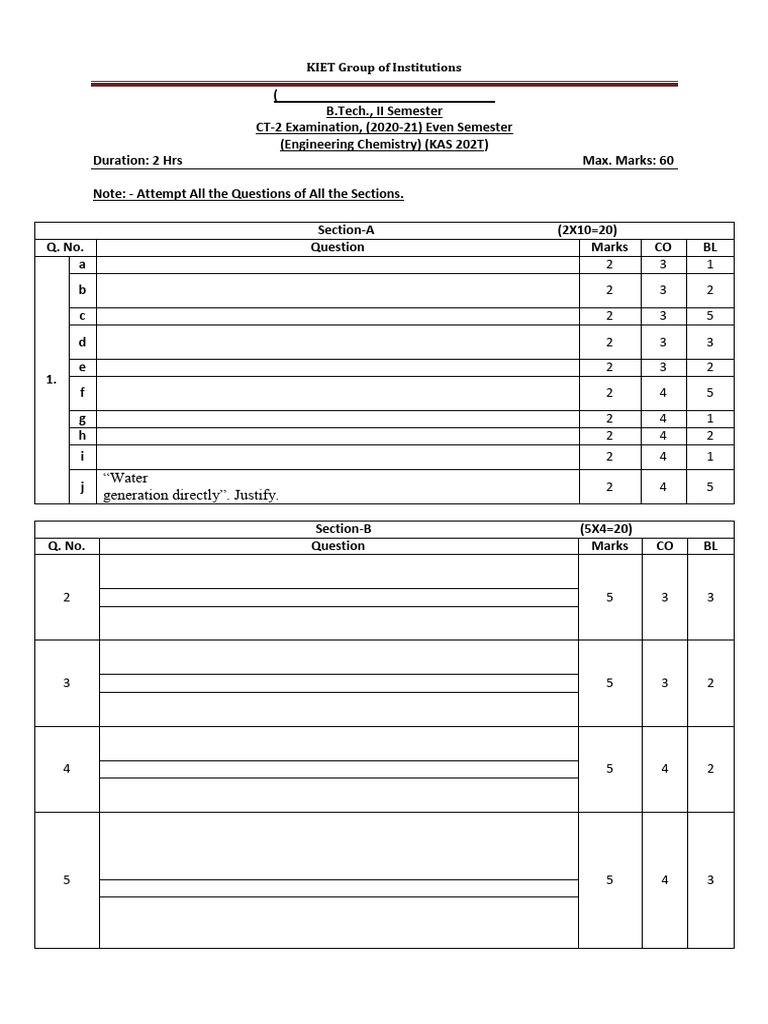 CT2 Engg. Chemistry KAS202T | PDF | Electrochemistry | Physical Chemistry