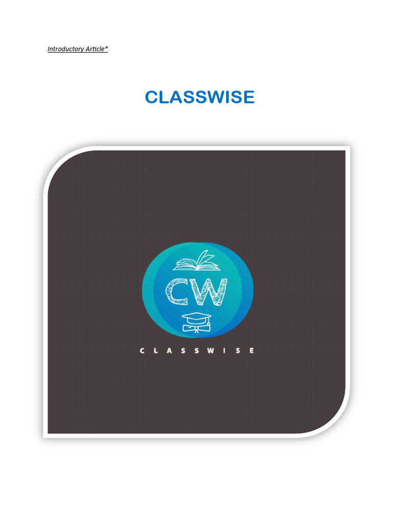 ClassWise Introductory Article | PDF | Mentorship | Artificial Intelligence