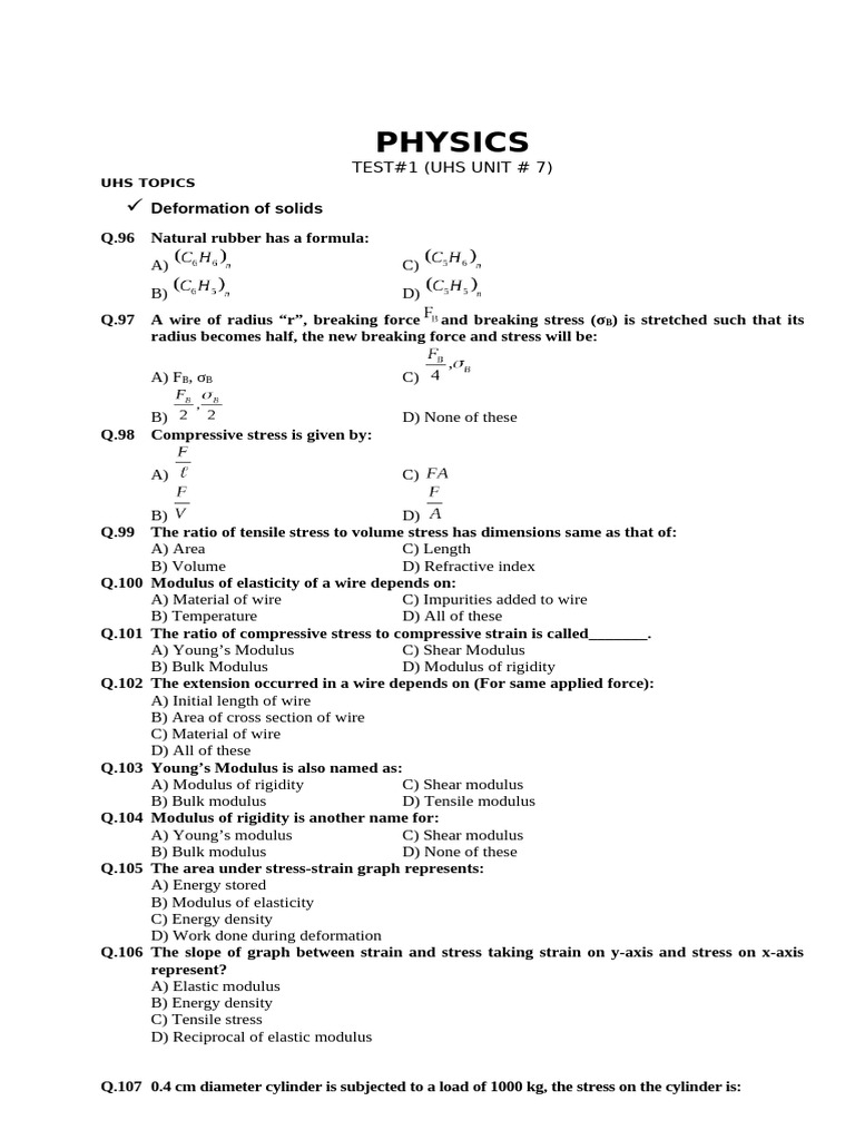 01 TEST 1 UNIT 7 | PDF | Young's Modulus | Deformation (Engineering)