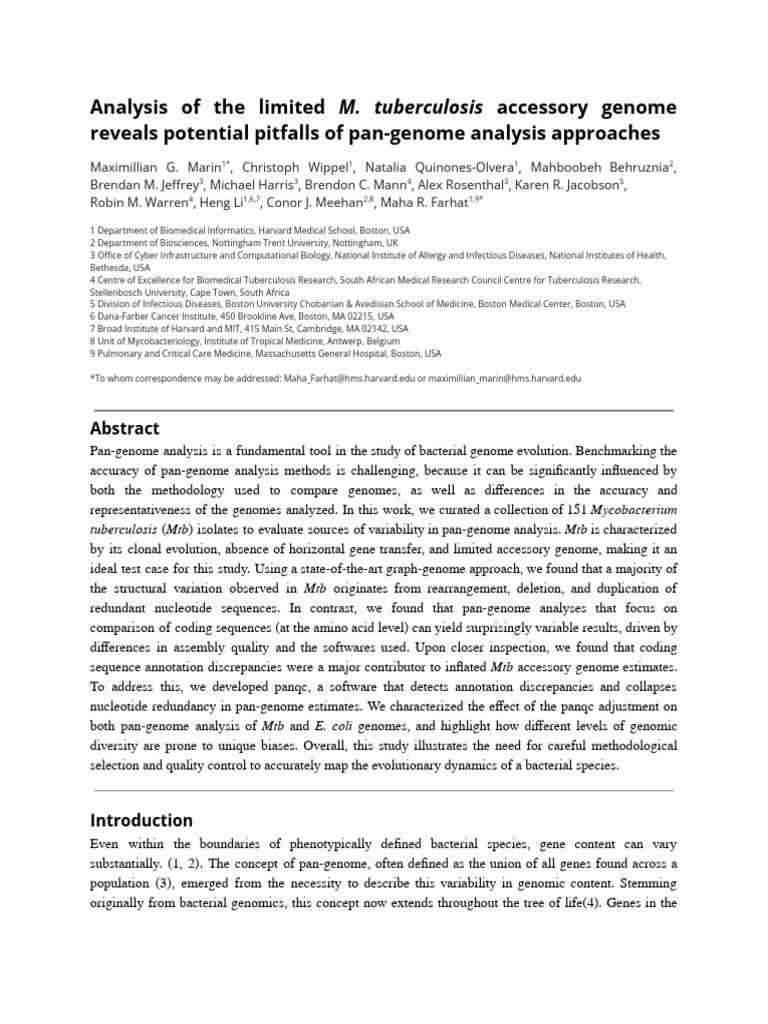 Analysis of The Limited M Tuberculosis Accessory G | PDF | Dna ...