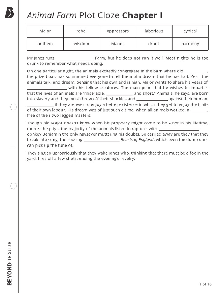 Animal Farm Plot Cloze | PDF