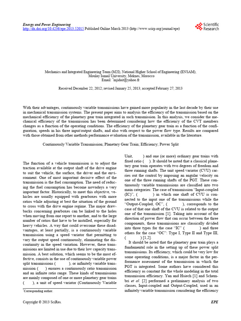 Efficiency and Power Flow of Planetary G | PDF | Gear | Kinematics