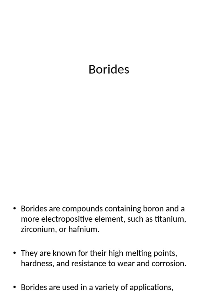 Unit v - Borides 2024 | PDF | Boron | Metals