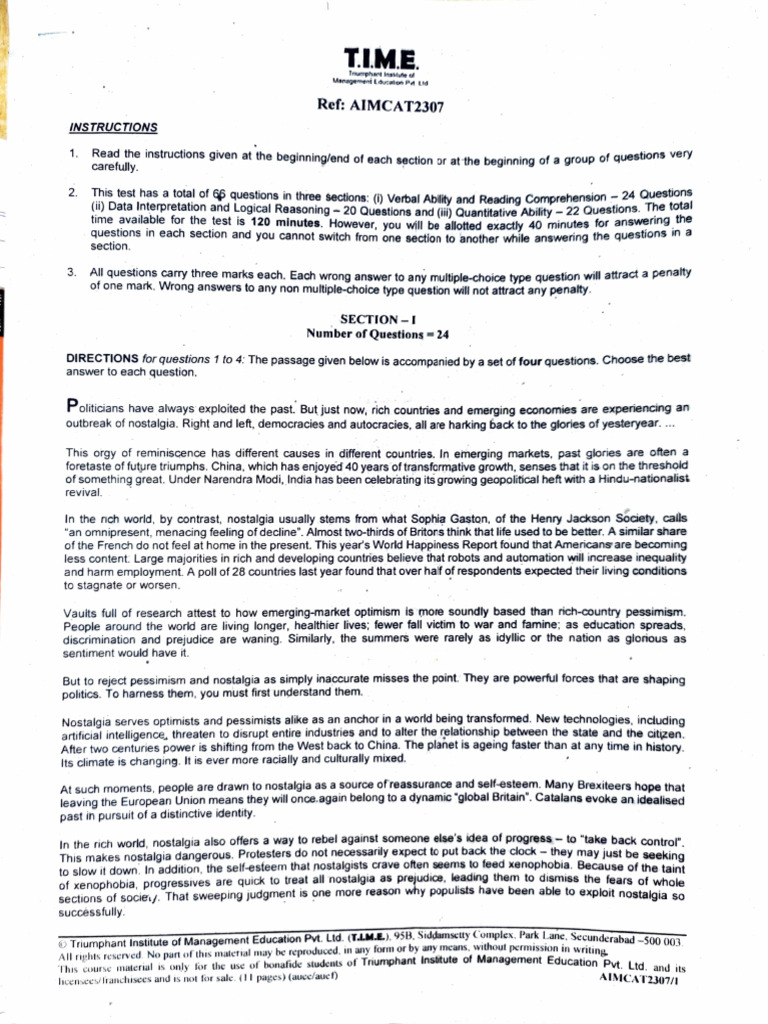 AIMCAT-2 2023 | PDF | Idealism | Metaphysics