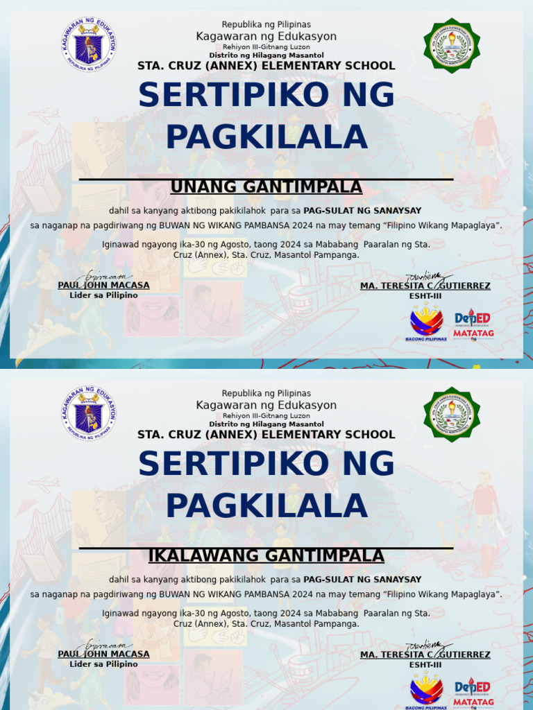 Buwan NG Wikang Pambansa Certificate | PDF