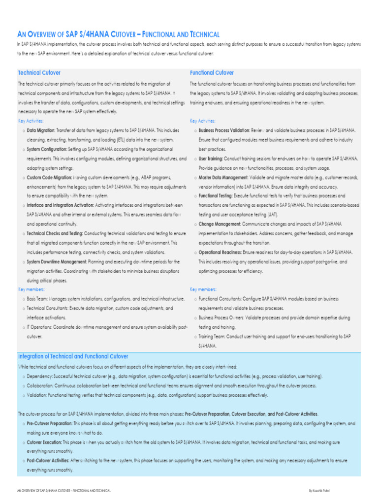 An Overview of Sap S4hana Cutover - Functional and Technical | PDF ...