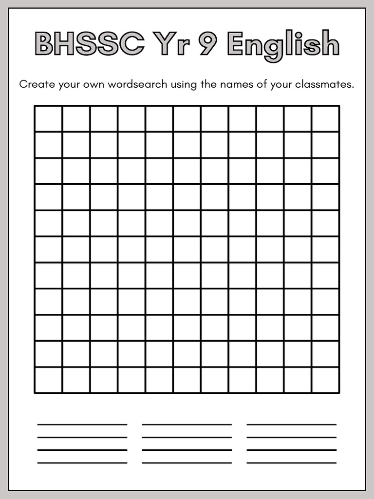 Yr 9 English Wordsearch | PDF