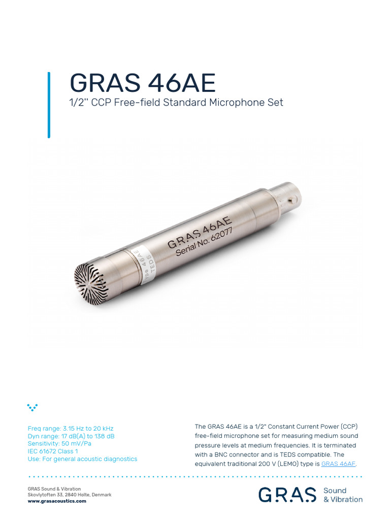 GRAS_46AE | PDF | Microphone | Electrical Engineering