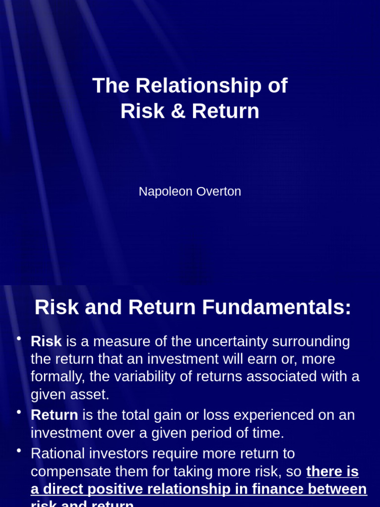 NHO Ch 8 Risk & Return | PDF | Standard Deviation | Coefficient Of Variation