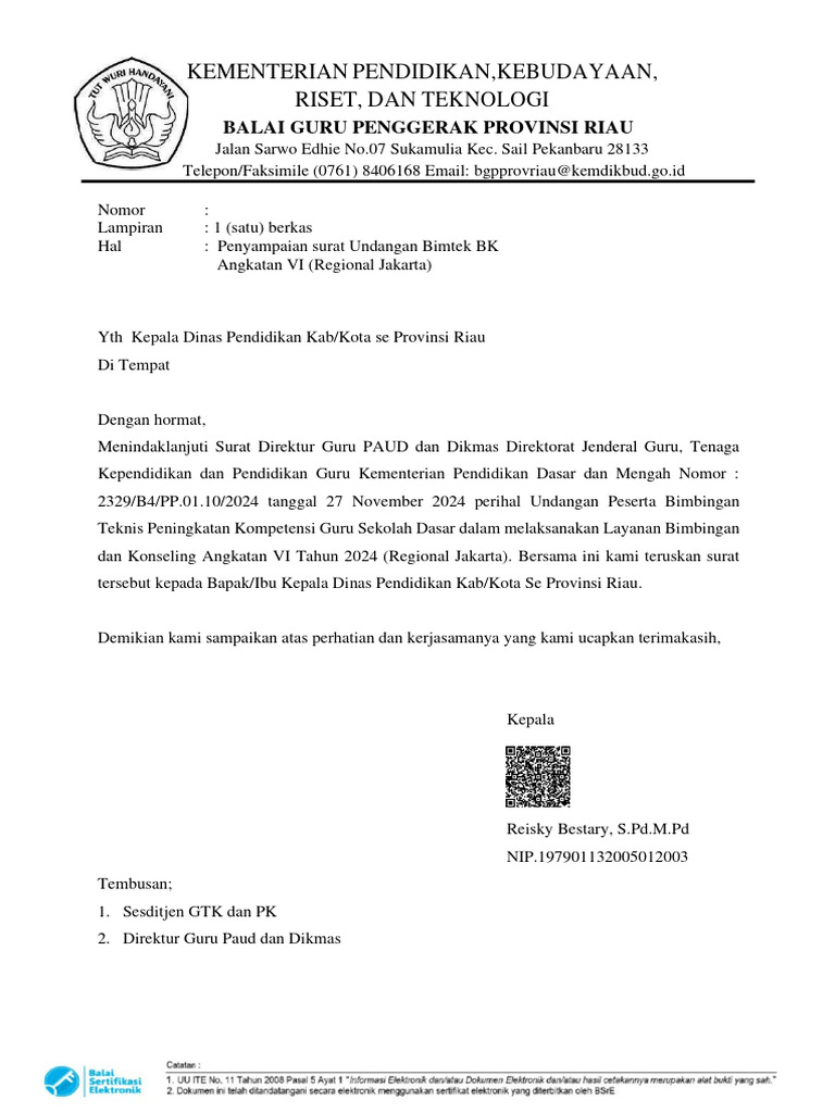 Penyampaian Und Peserta Bimtek Bk | PDF