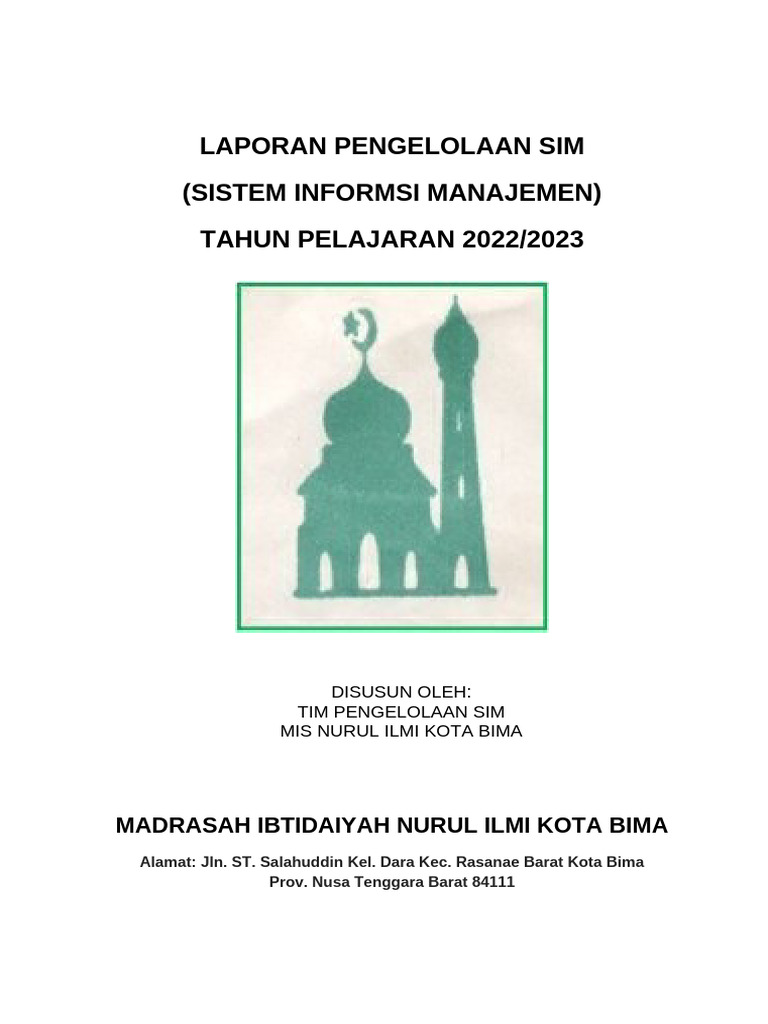 Laporan-Pengelolaan-Sim-Madrasah Mis Nurul Ilmi Kota Bima | PDF