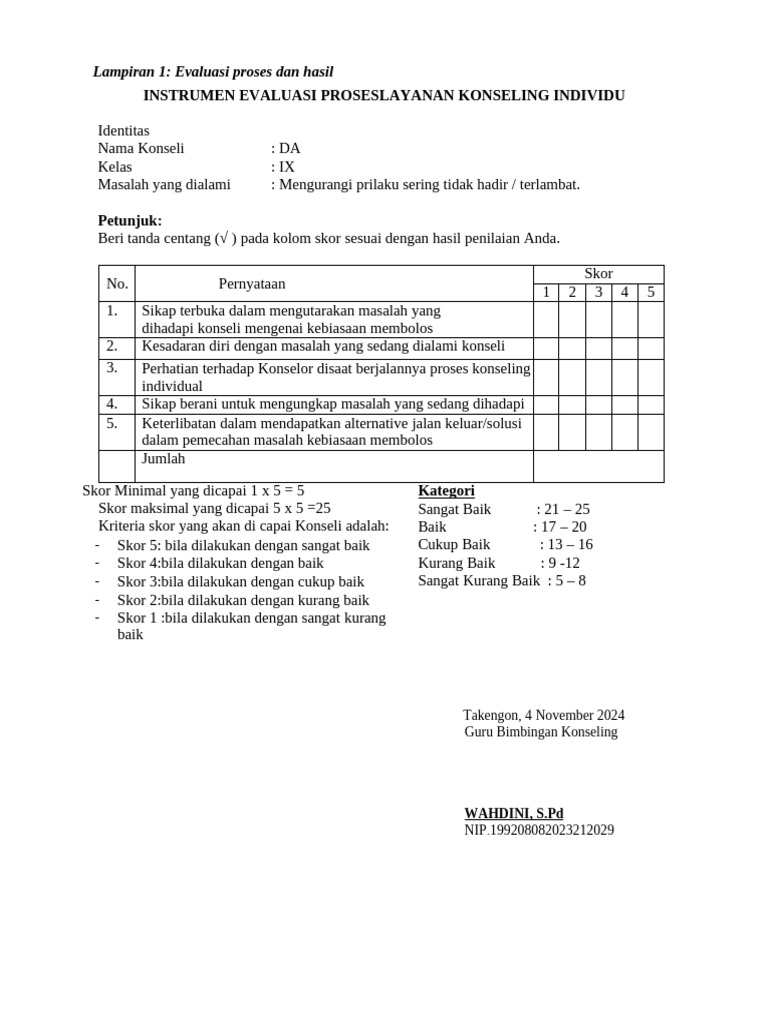 RPL Konseling Individual | PDF