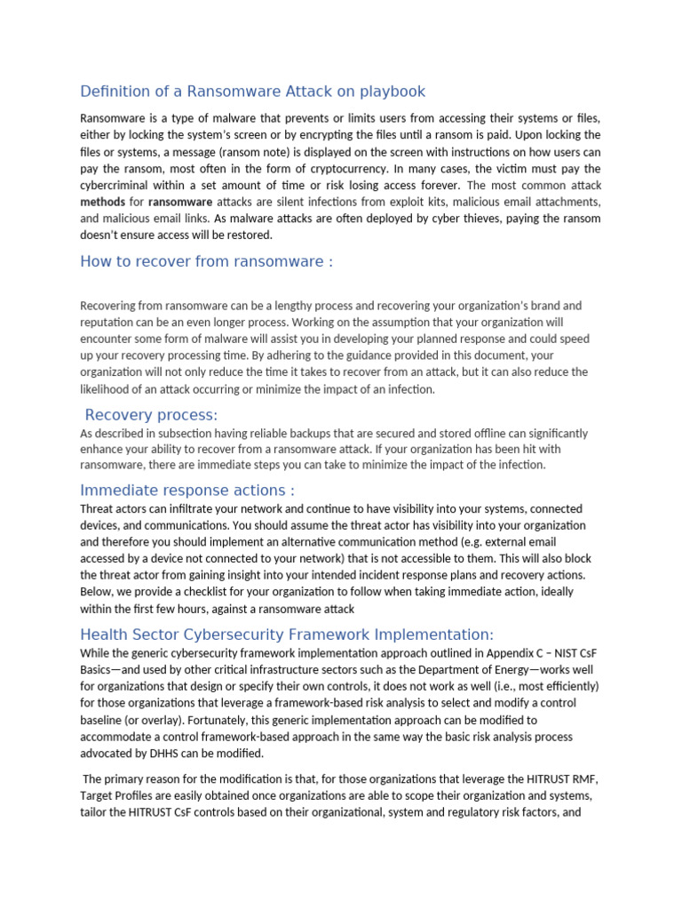 Ransomware Attack Definition & Recovery Guide | PDF | Malware ...