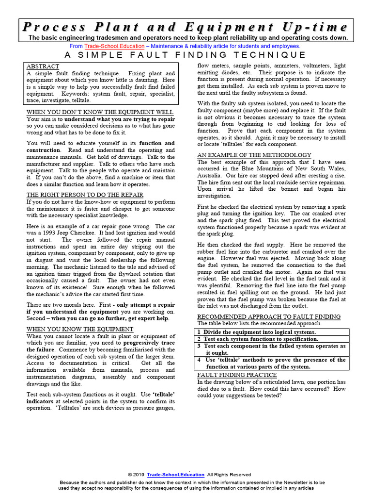 simple-fault-finding-technique | PDF | Reliability Engineering | System