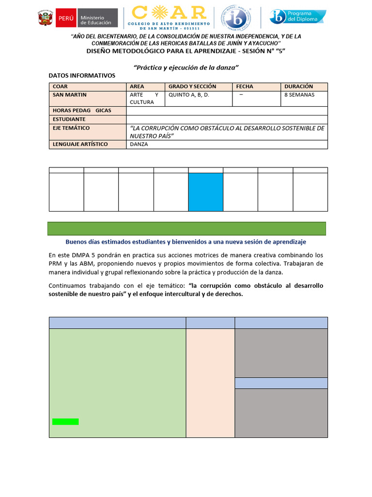 5to Dmpa 5 Danza 2024 | PDF | Bailes | Aprendizaje