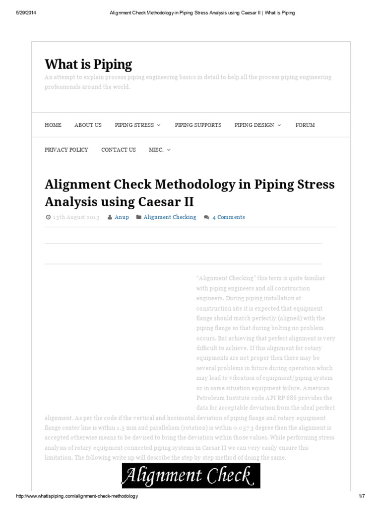 Alignment Check Methodology in Piping Stress Analysis Using Caesar II ...